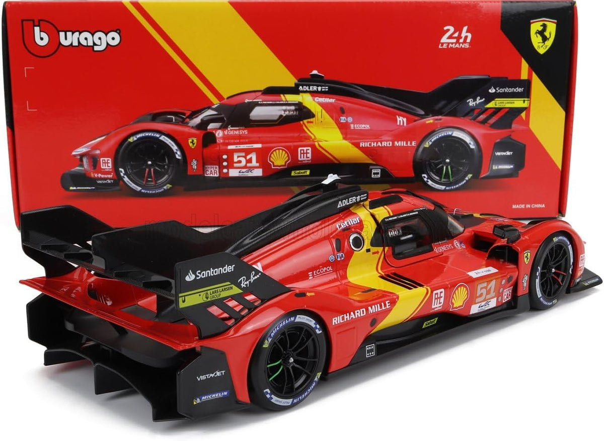 Bburago 2023 Ferrari 499P 3.0L Turbo V6 - LMH #51 2023 24H Le Mans Cha ...